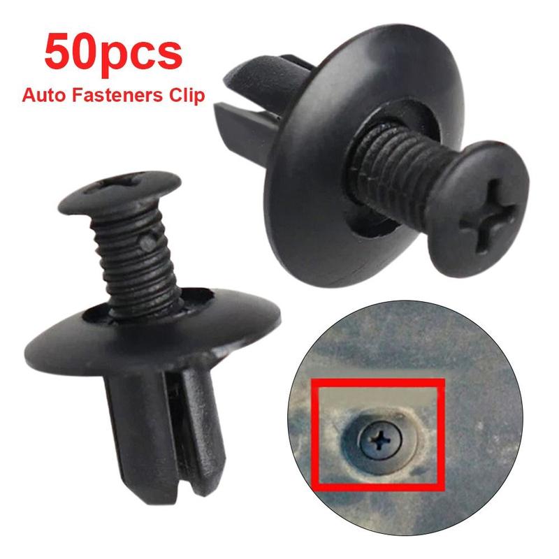 50pcs Door Trim Panel 8mm Hole Retainer Clips Plastic Black Rivets ...