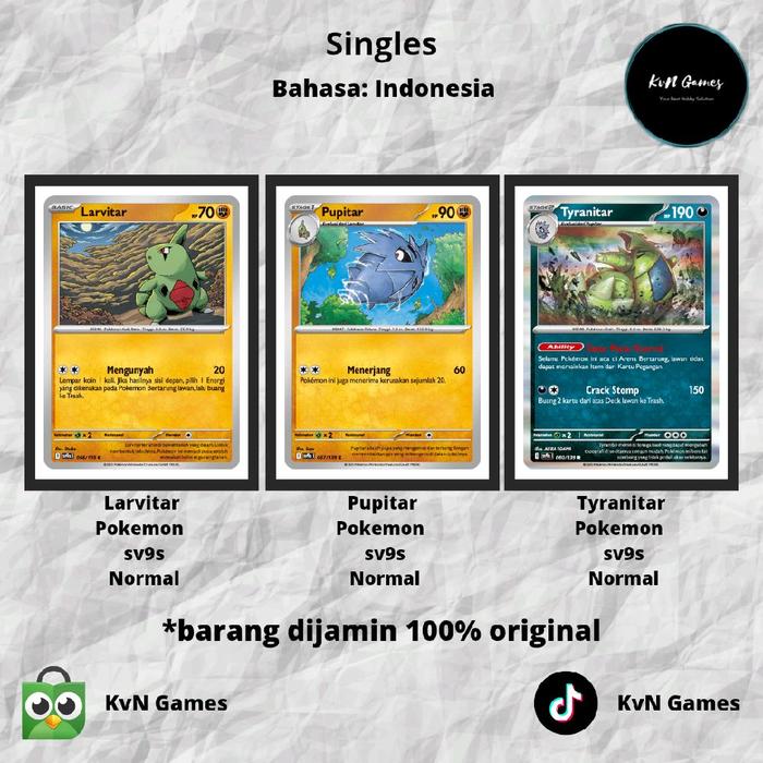 Jual Larvitar & Pupitar & Tyranitar Sinar Rasa Represi sv9s - Pokemon ...