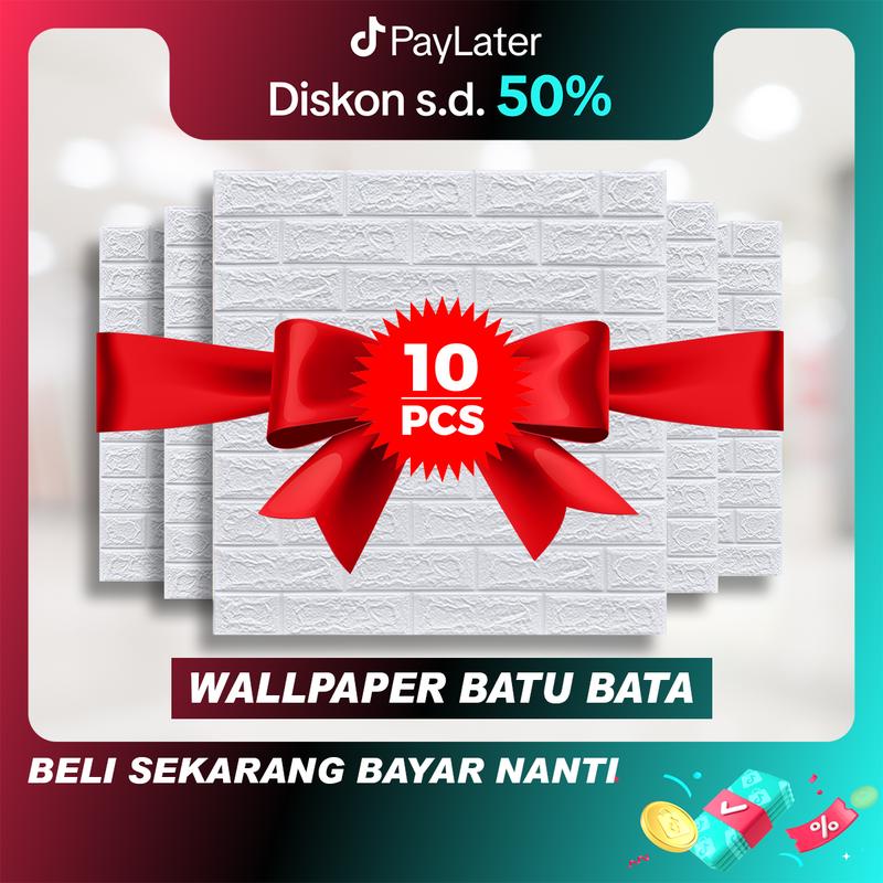 PAKET 10 PCS!!! Wallpaper Dinding 3D Foam Motif Batu Bata Putih - Shop ...