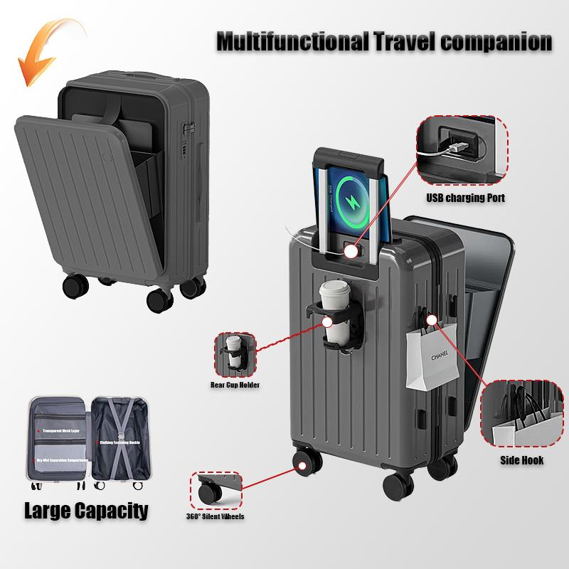 Durable Unisex Trolley Suitcase with Combination Lock, 360° Spinner ...