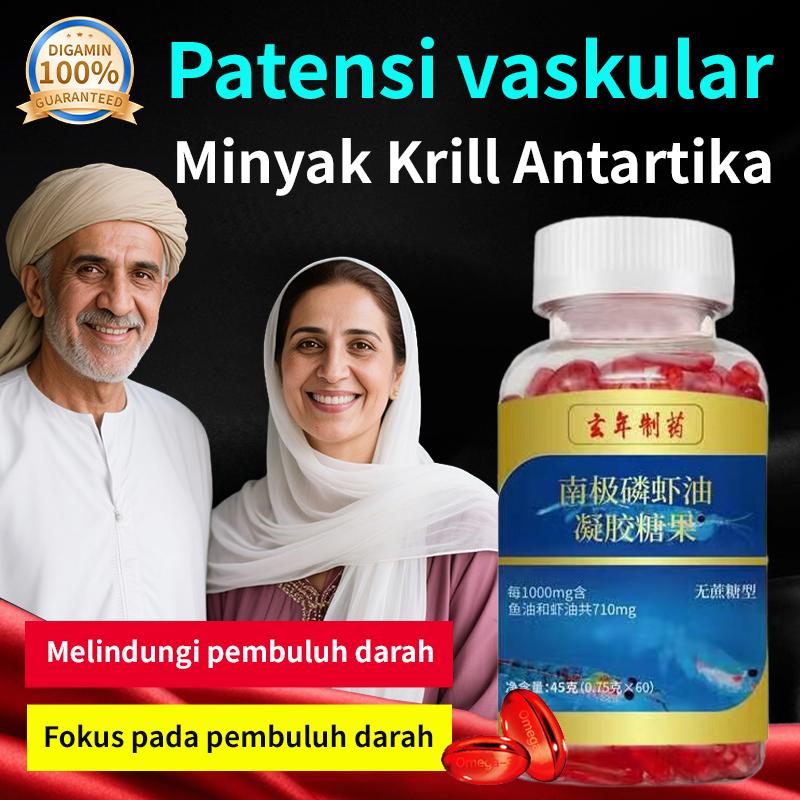Kapsul Minyak Krill Antartika (60 Butir) Astaxanthin Alami (Omega-3) 15 ...