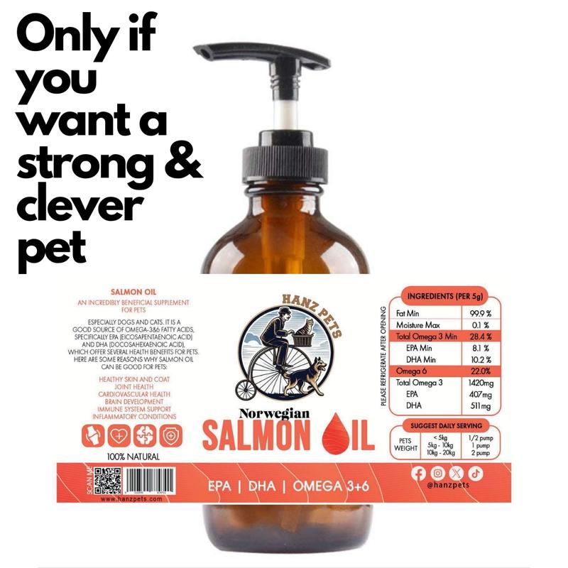 Hanz Pets Norwegian Salmon Oil For Cats & Dogs Minyak Salmon - TikTok ...