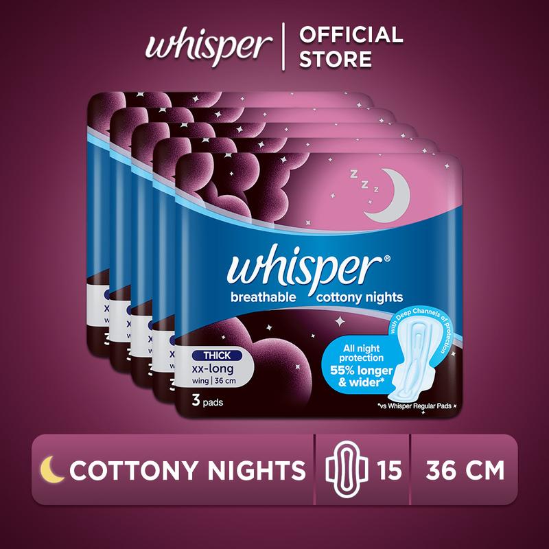 Whisper Breathable Cotton Overnight XX-Long Extra-Heavy Flow - TikTok ...