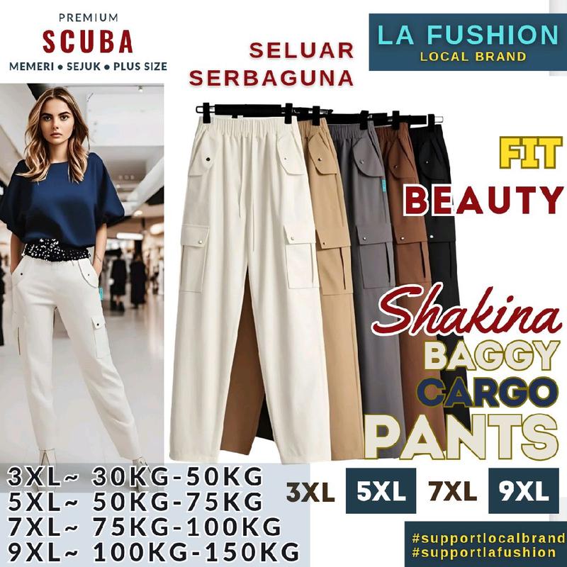 LA FUSHION SHAKINA LOOSE CARGO PANTS SUTERA BAMBOO SCUBA baggy - TikTok ...