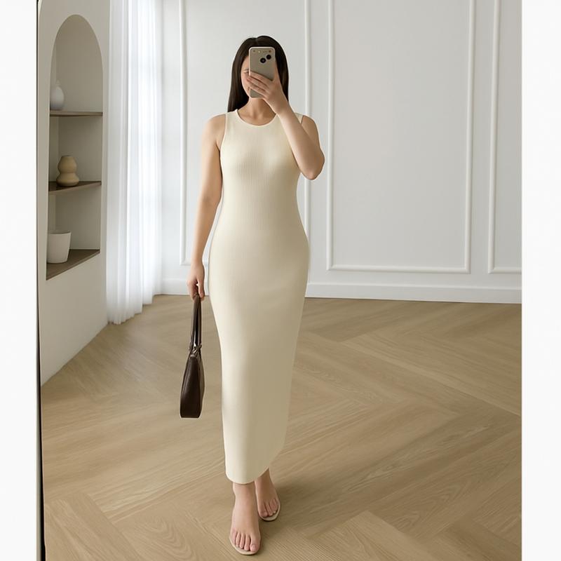 Inner Dress Tanpa Lengan // Spandek Stretch Knit//Inner Dress Span ...