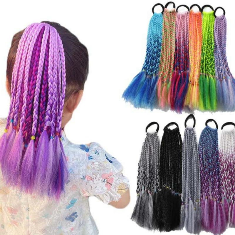 Ponytail Wig Colorful Small Twist Wig Children Hip Hop Gradient ...