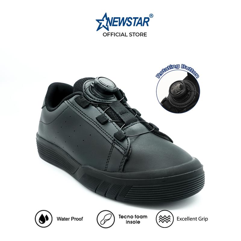 NewStar AquaGrip Rotating Button Shoes Kasut Hitam Sekolah Rendah ...
