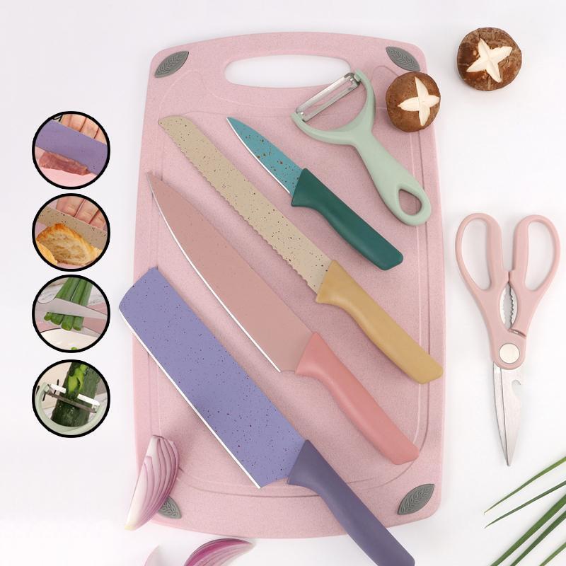 Yohoshop 6pcs Modern Kitchen Knife Set Wheat Straw Knife Straw - TikTok ...