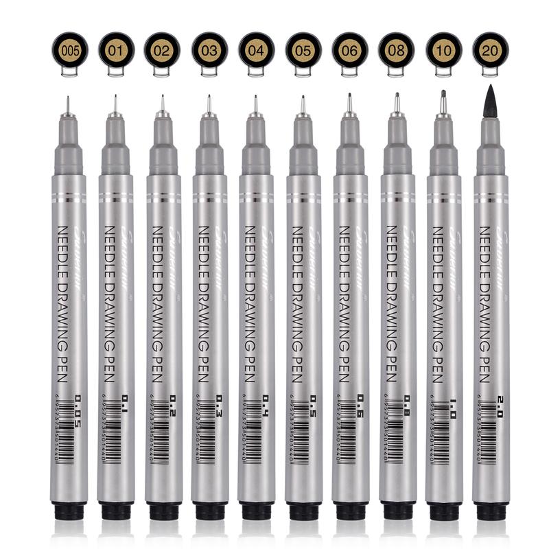 Pen Mikro Hitam, Set 10, Pen Dakwat Fineliner, Anti-Blus dan - TikTok ...