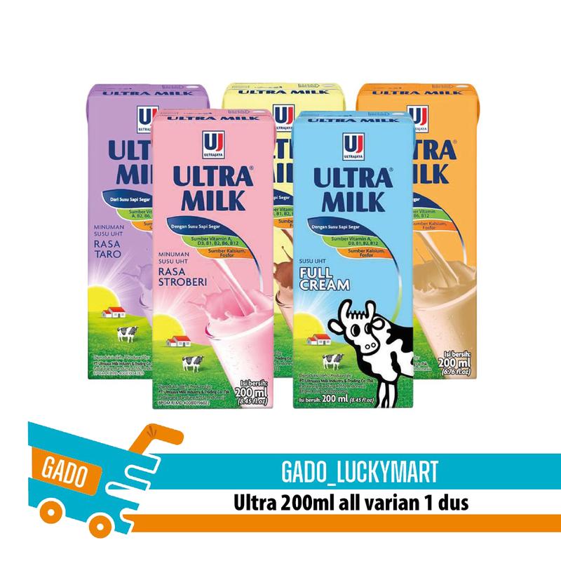 Ultra Milk UHT 200ml 1 dus/susu UHT ultra coklat strawberry full cream ...