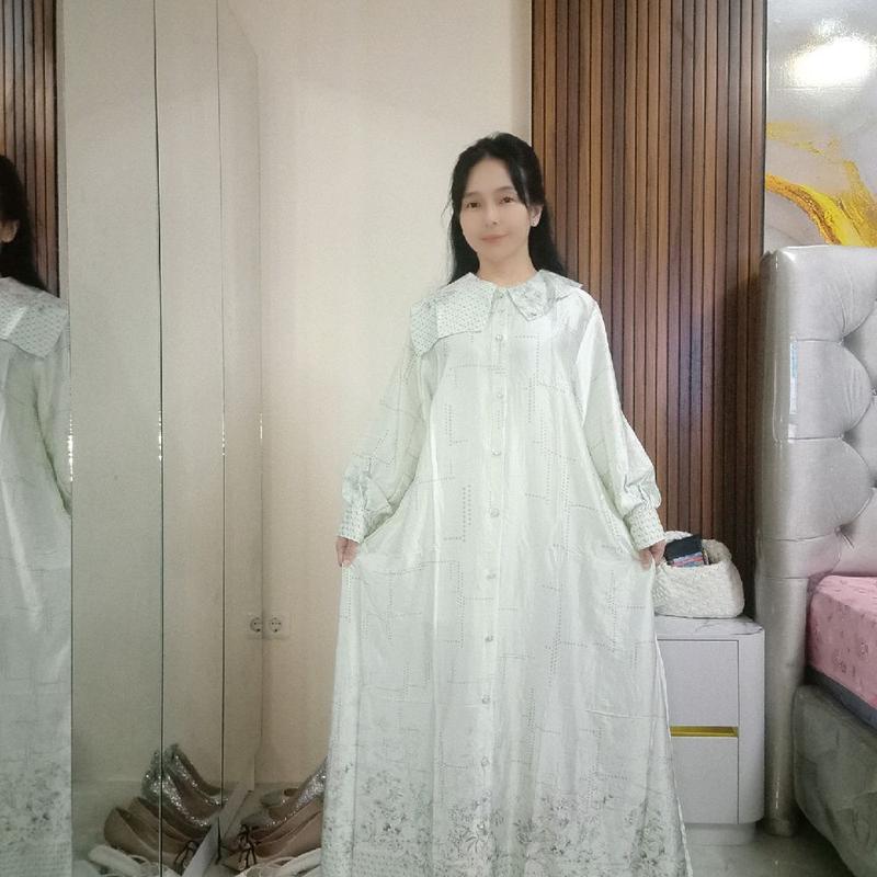 Gamis Sutra Kerah Asimetris - Shop | Tokopedia