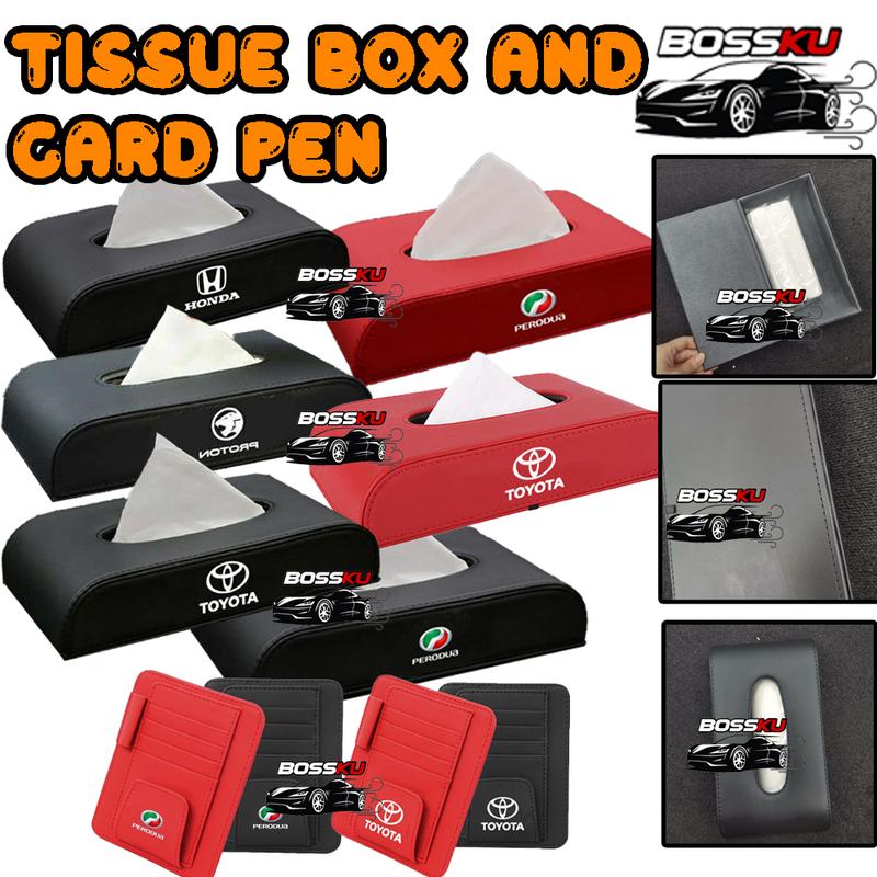 LEATHER CAR TISSUE BOX TISU BOX HOLDER AND CAR SUN VISOR CARD PEN ...