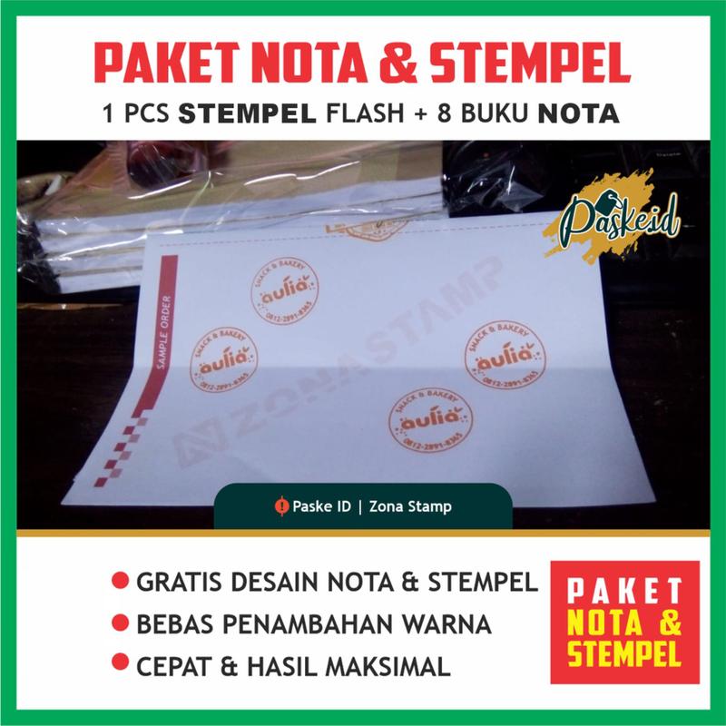 PAKET Cetak NOTA & STEMPEL FLASH WARNA OTOMATIS Custom Bisnis Pribadi ...