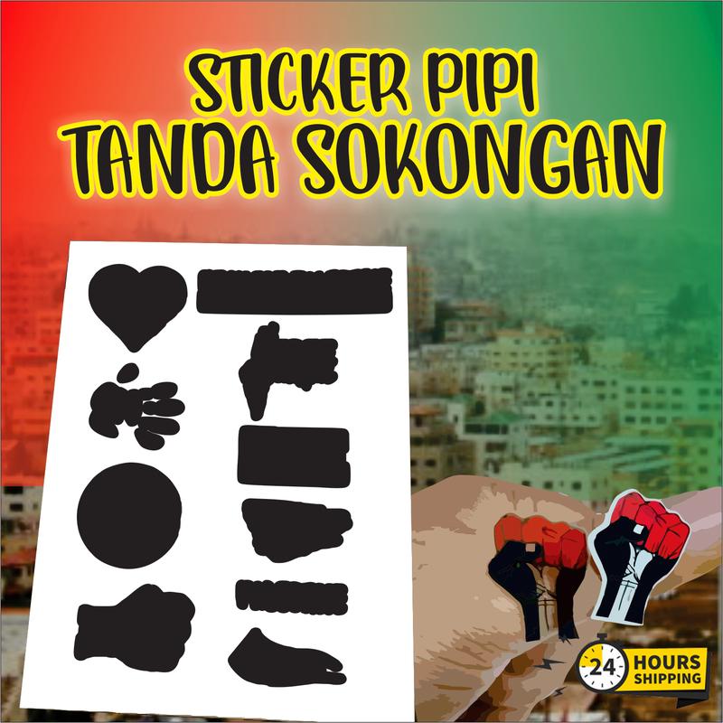 Sticker Pipi , Face Sticker Tattoo Love Flag Pelekat Muka tangan ...