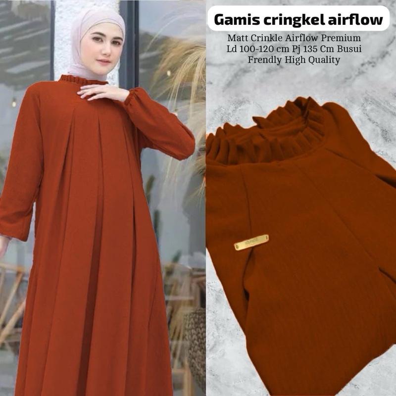 GAMIS CRINGKEL WANITA / GAMIS MODEL KERAH BAHAN CRINGKEL AIRFLOW - Shop ...