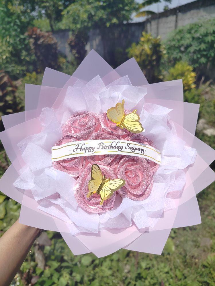 Buket bunga satin ,buket viral,buket bunga,buket ulang tahun - Shop ...