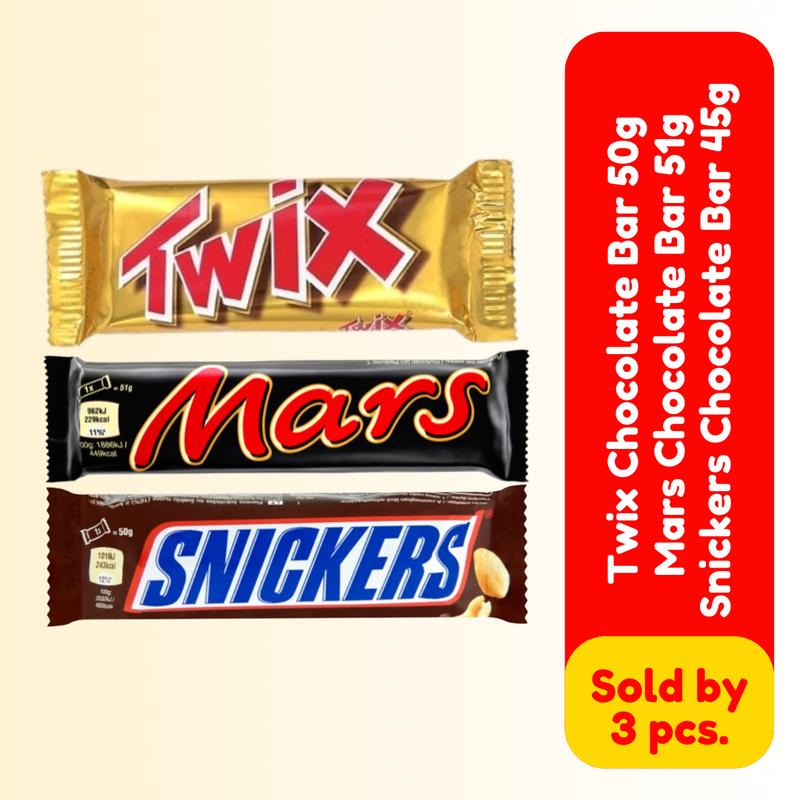 Twix Chocolate Bar 50g Mars Chocolate Bar 51g Snickers Chocolate ...