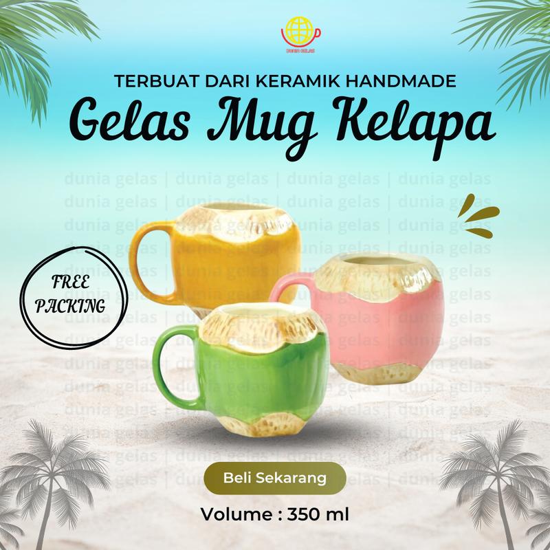Gelas Kelapa/Mug Kelapa/Cangkir Motif Kelapa/Cangkir 3 Dimensi - Shop ...