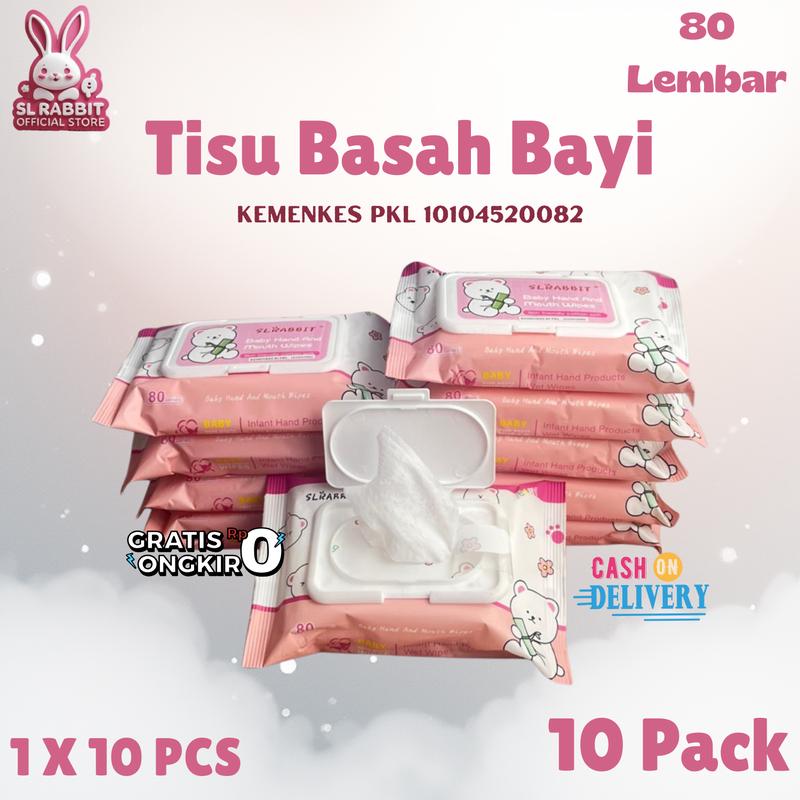 SL Rabbit Tisu Basah Bayi 10 Pack Murah Promo Wet Wipes Pure Water Non ...