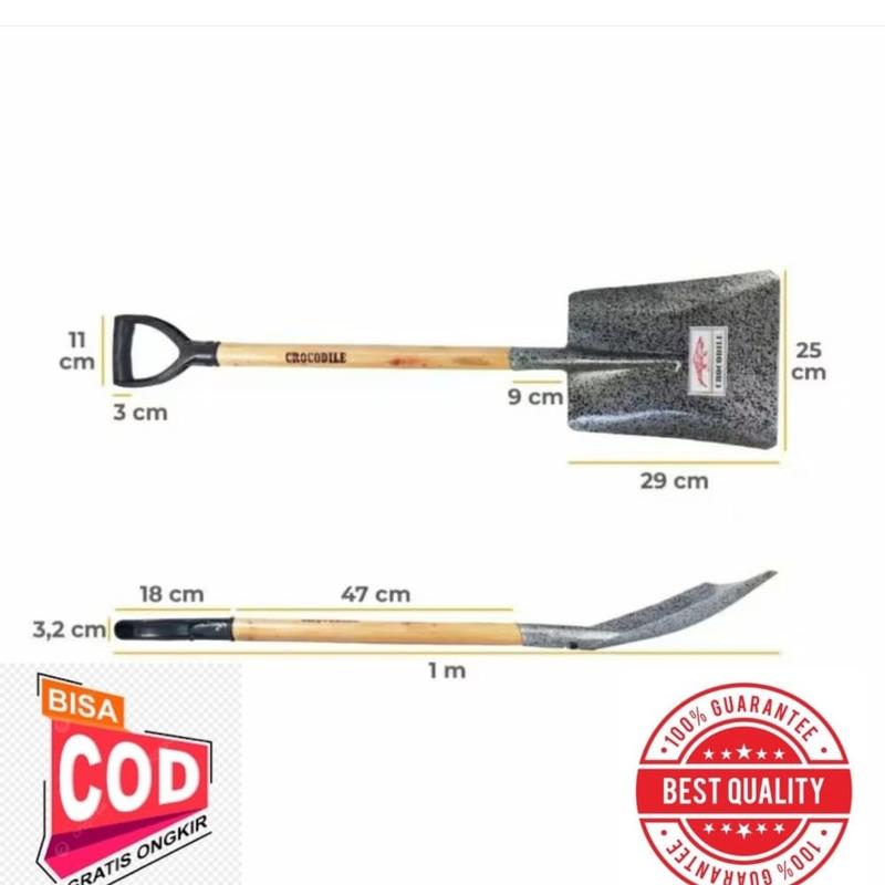 Sekop Premium Crocodile Gagang Kayu - Alat Kuat Nyaman Berkualitas ...