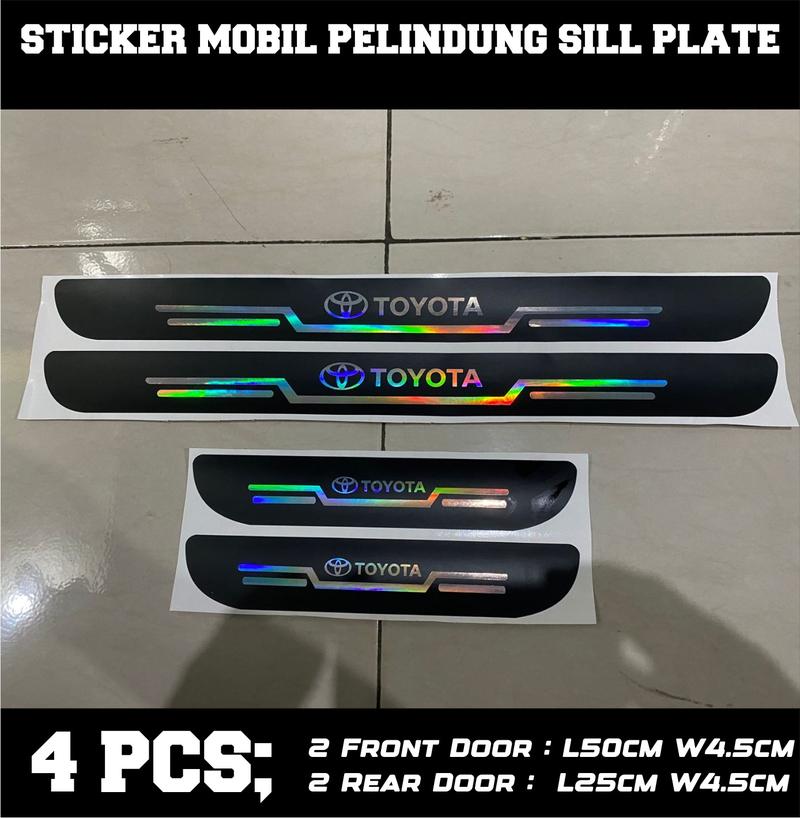 4PCS Stiker Pelindung Sill Plate Universal Laser Fiber Car Door Step ...