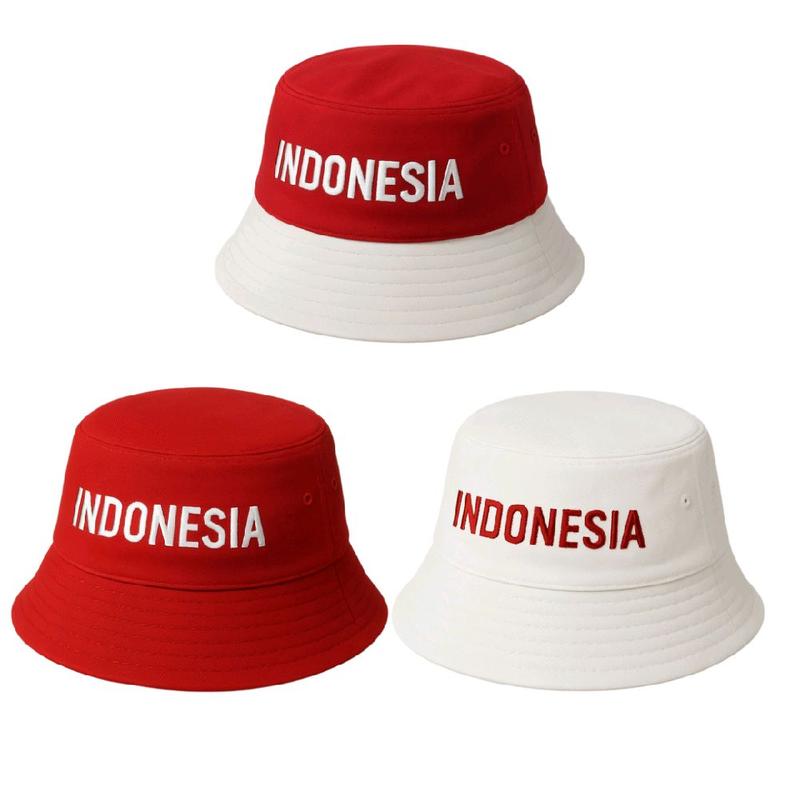 Topi bucket anak merah putih bordir tulisan INDONESIA/17agustus/kece ...