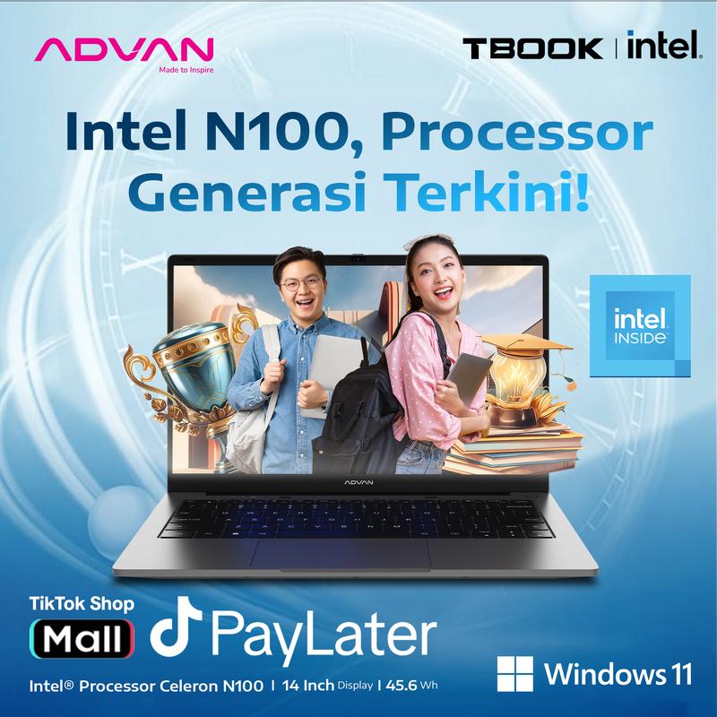 Laptop ADVAN TBOOK INTEL N100 4Gb/128GB 14" HD FREE Windows 11 - Shop ...