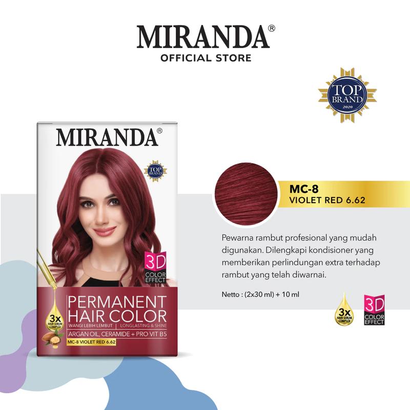 Miranda Hair Color (Cat Rambut Permanen) MC8 Violet Red 30ml - Shop ...