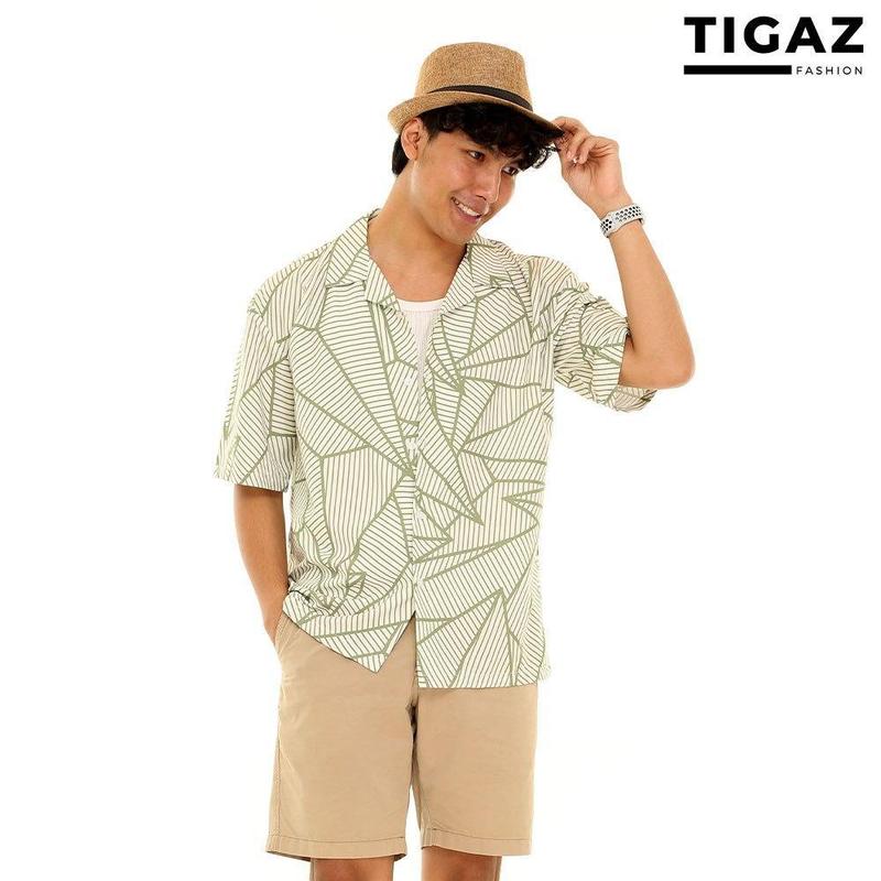 Tigaz OVERSIZED LENGAN PENDEK KEMEJA LELAKI Short Sleeve Men Shirt Ice ...