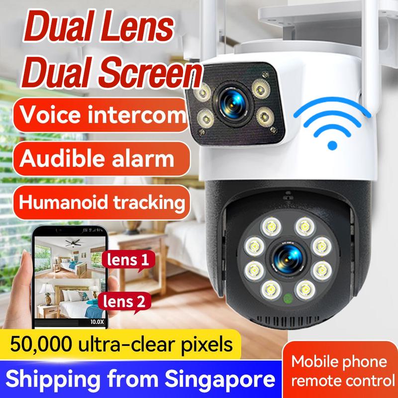 wifi cctv camera indoor/outdoor Dual Lens Dual Screen CCTV Camera ...