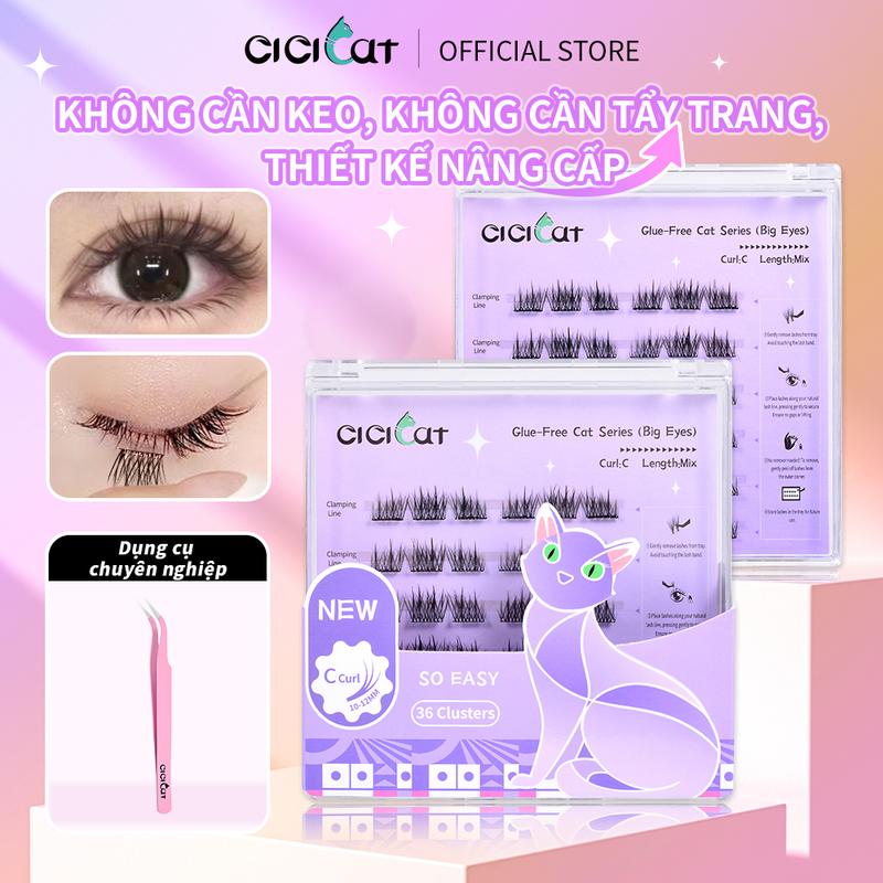 Lông Mi Giả, CICI CAT, Không Keo, Dung Tích Lớn, Cong Tự Nhiên ...