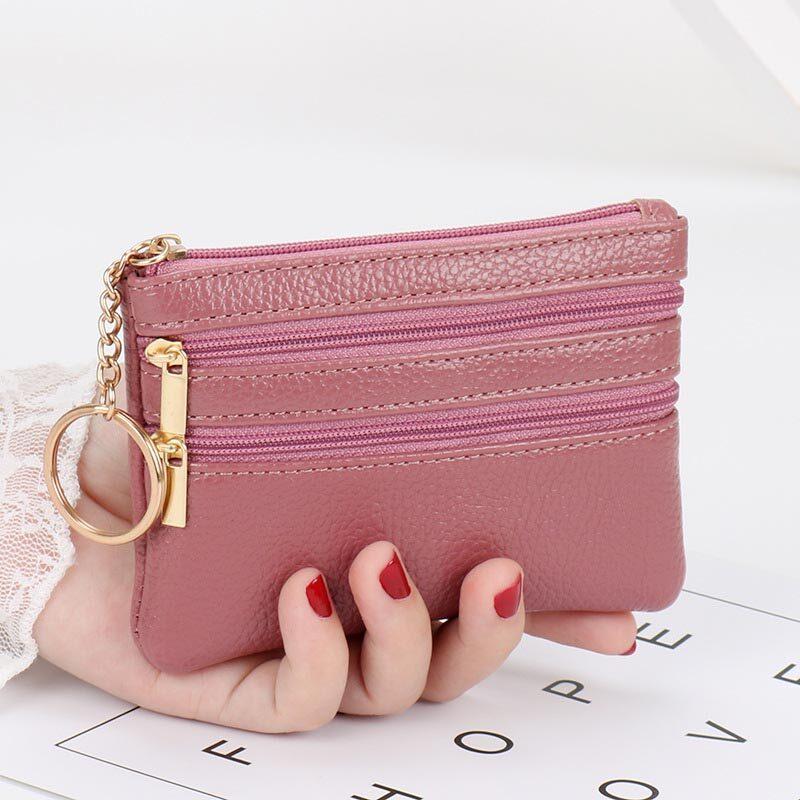 Dompet fesyen untuk wanita, klac tiga zip, dompet pendek kecil, reka ...