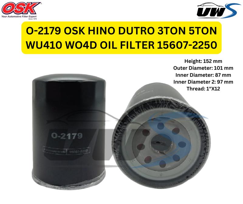 O-2179 OSK HINO DUTRO 3TON 5TON WU410 WO4D OIL FILTER 15607-2250 ...