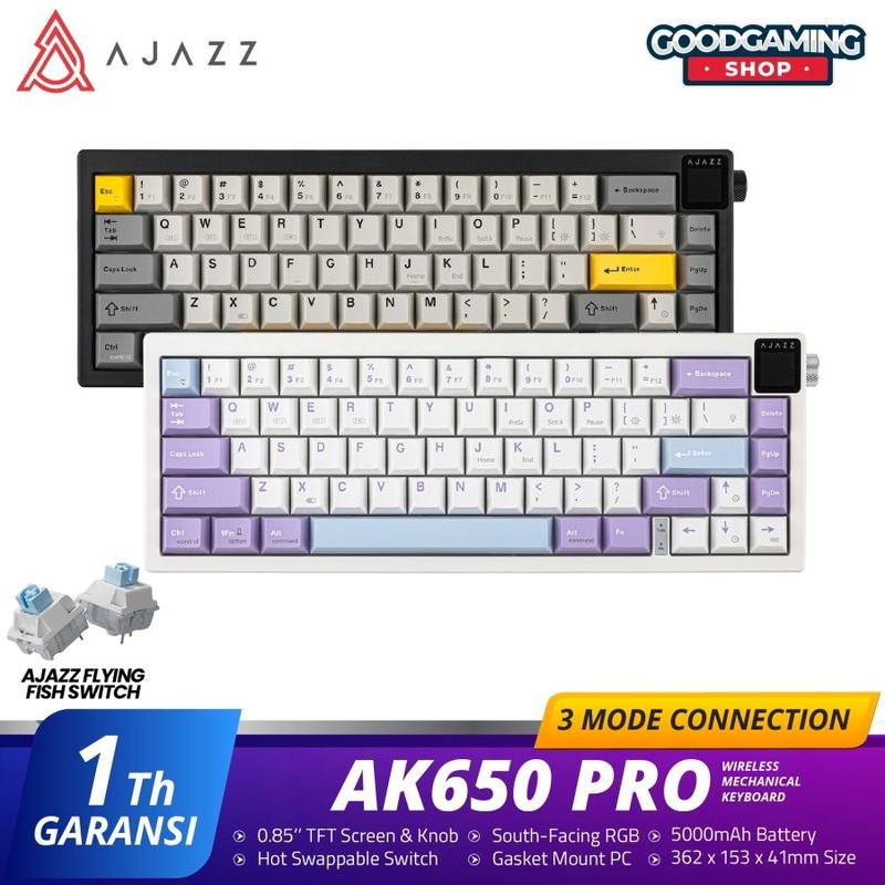Ajazz AJAZZ AK650 PRO 65% Led 3mode Trimode Wireless Wired Connection ...