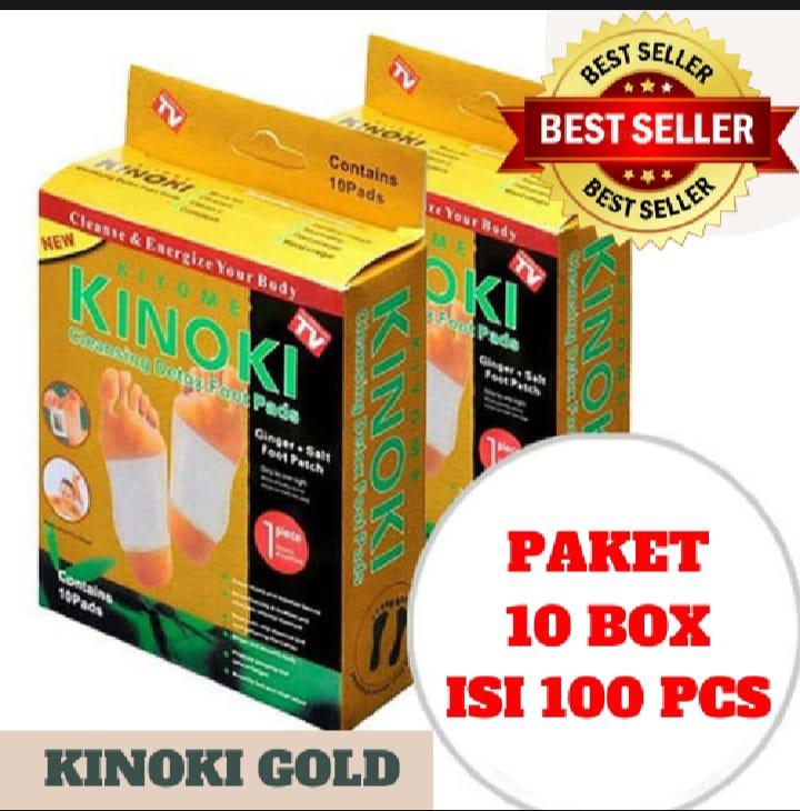 PROMO Paket 10 Box isi 100 PCS Kinoki Gold Detox Foot Pads Koyo kaki Penyerap Racun Dalam Tubuh ...