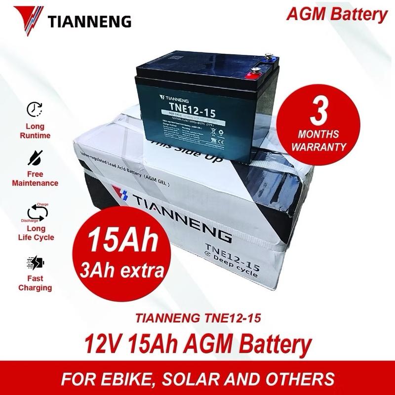 TIANNENG 12V 15Ah AGM Battery for Ebike, Solar and others - TikTok Shop ...