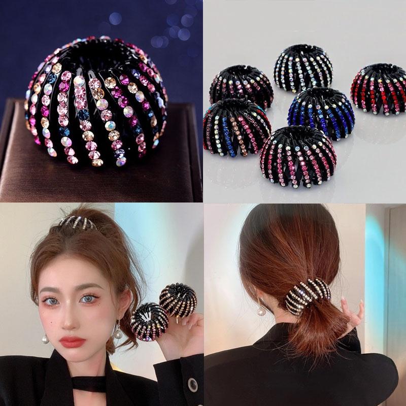 Klip rambut dalam rhinestones, sarang burung, jepit rambut mengembang ...