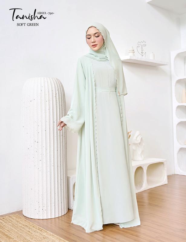 TANISHA 2PCS ABAYA - SOFT GREEN - TikTok Shop Malaysia