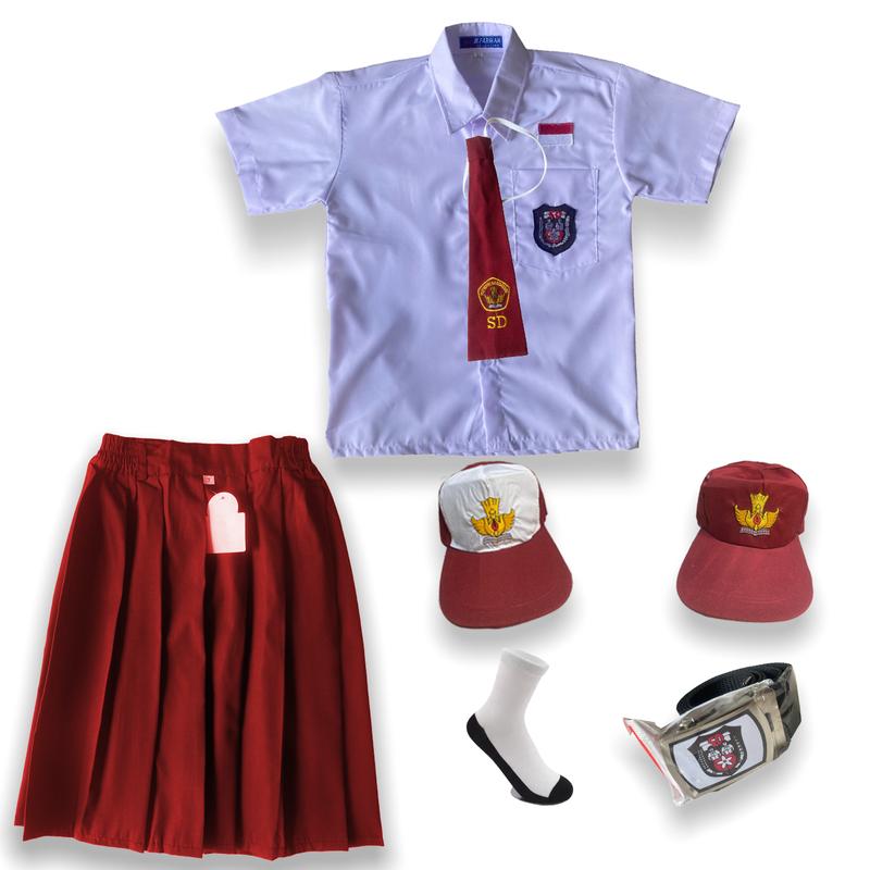 Seragam sd MERAH PUTIH PEREMPUAN ROK PENDEK Anak Set - Shop | Tokopedia