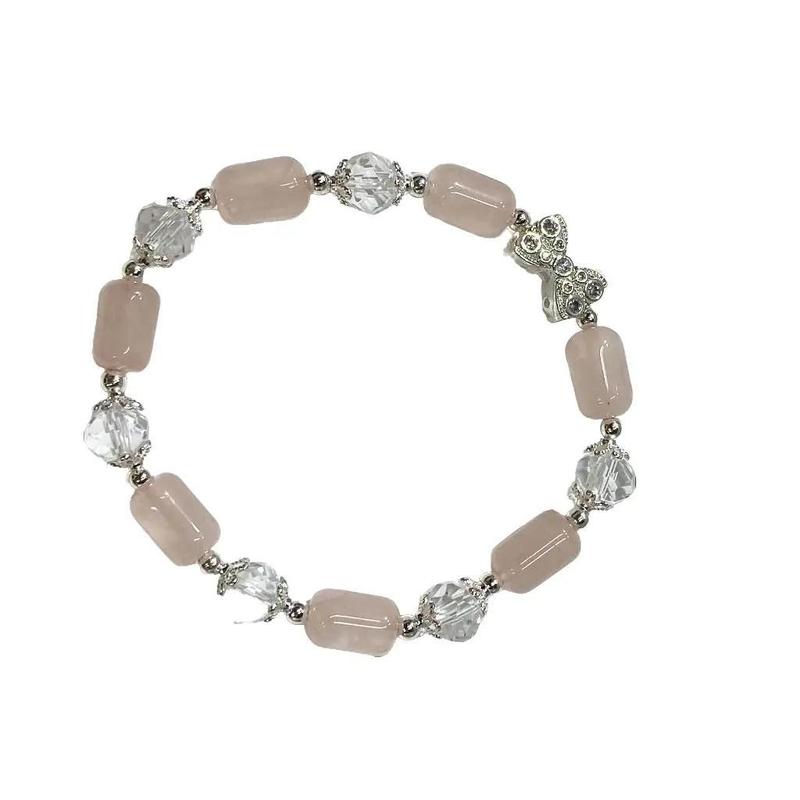 Rose Quartz Faceted K9 Beads Ribbon Handcraft Bracelet DIY Jewelry ...