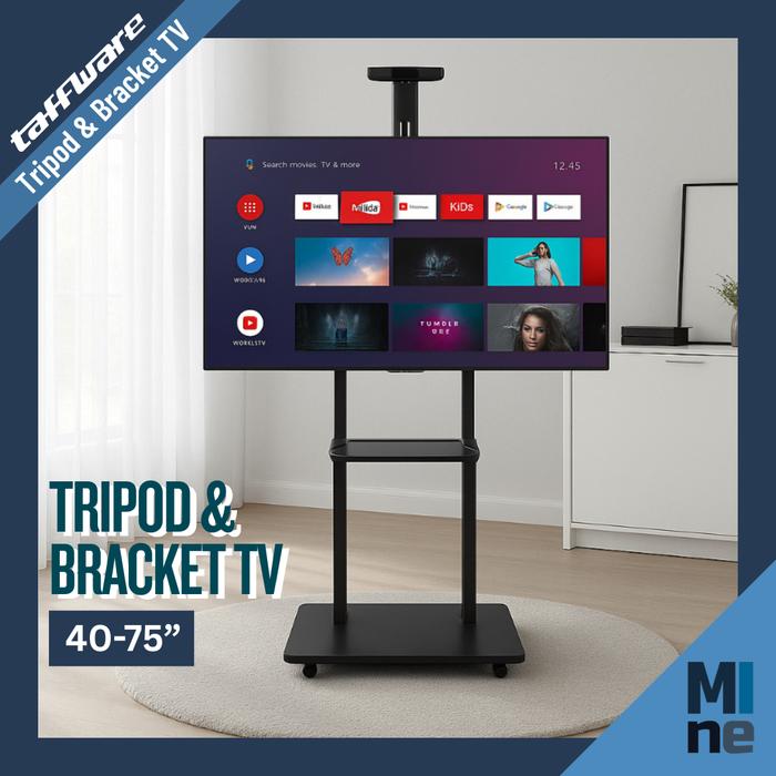 Jual Taffware Bracket TV Floor Stand Wheel VESA 600x400 for 40-75 Inch ...