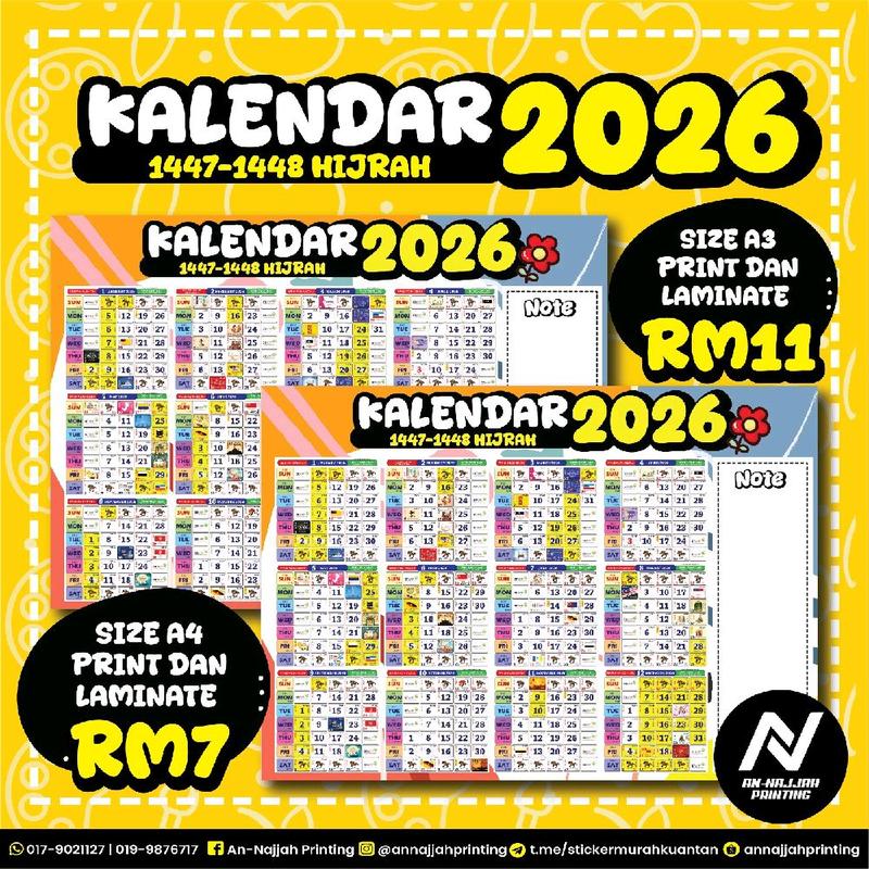Kalendar laminate saiz A4 & A5 - TikTok Shop Malaysia