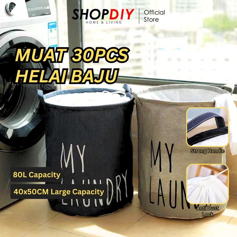 SHOPDIY 80L Bakul Baju Dobi Besar Bakul Laundry Bakul Kain Kotor ...
