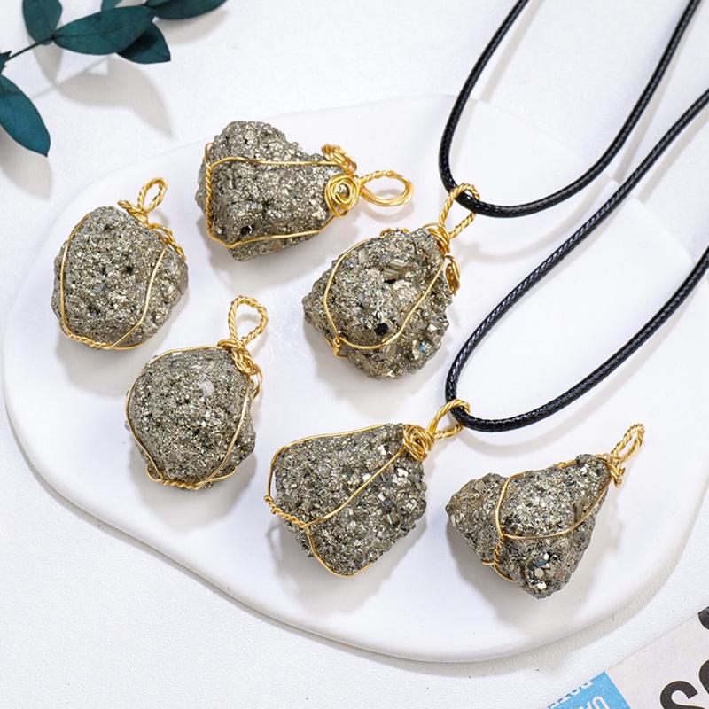Decoration Necklace Raw Pyrite Stone Wire Wrapped Teaching Specimens ...