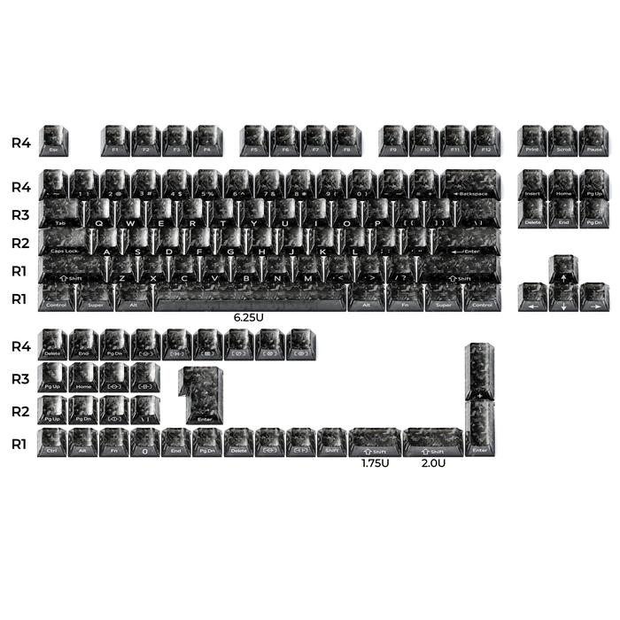 Jual XVX Forged Carbon-Look Smoke Smart Kit Keycaps Cherry Side Profile ...