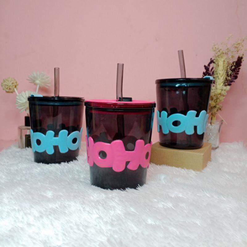 GELAS KACA TUTUP PINK ORCHID HO HO 350ML 210/2635-9 - Shop | Tokopedia