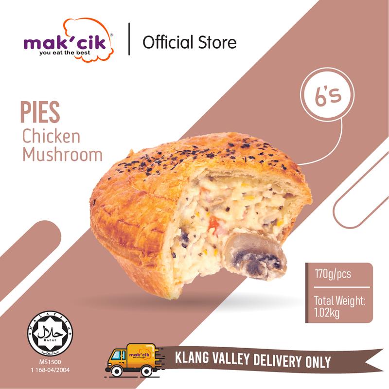 Mak'Cik Chicken Mushroom Pie 1.02kg (6pcs) - TikTok Shop Malaysia