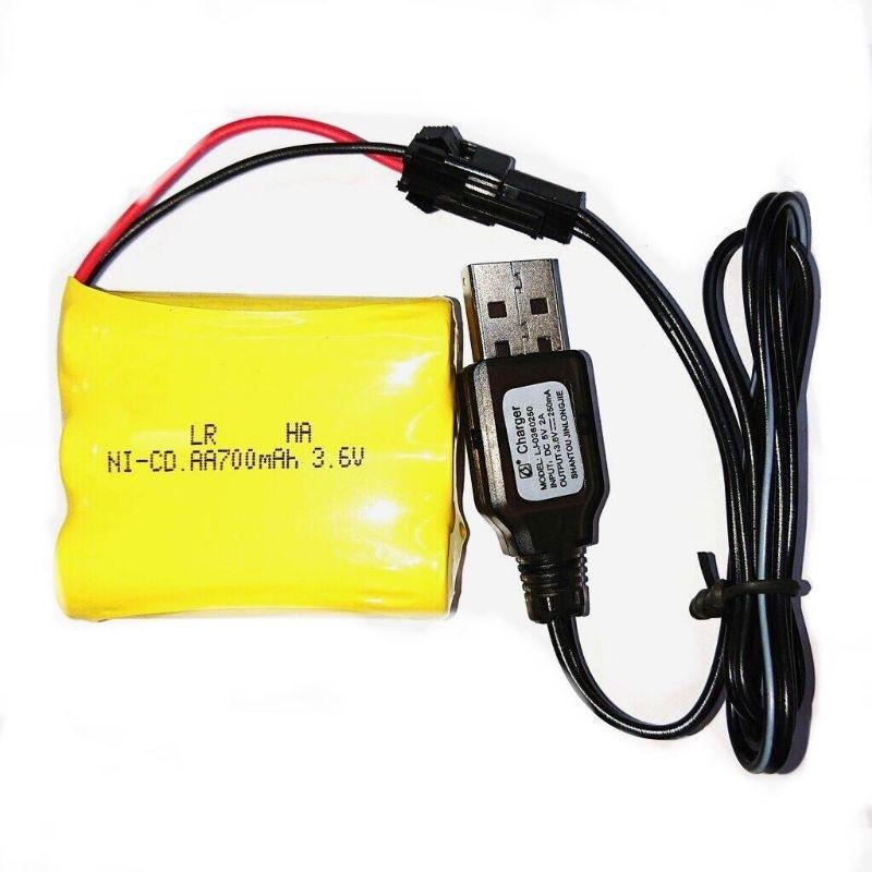 (Ready stok) 3.6v NI-CD battery AA700mAh + USB Charger 3.6v 250mA ...
