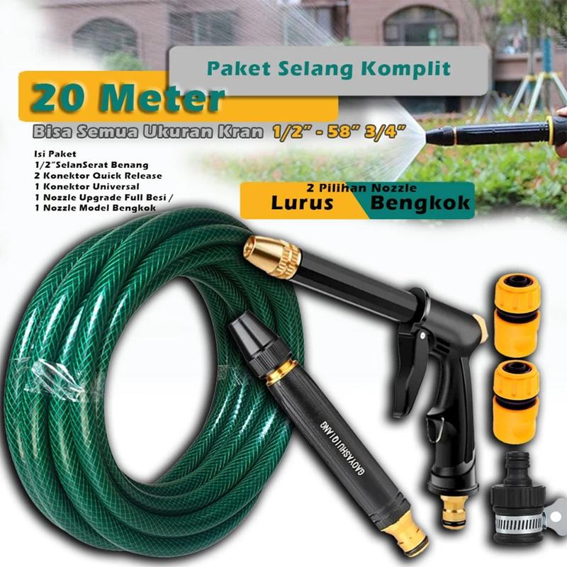 VILO - Paket 20 Meter Selang Semprotan Air Semprot Cuci Motor Mobil ...