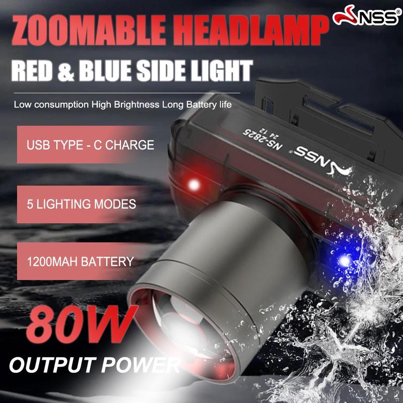 NSS Emergency Headlight 80W Angle Adjustable Hiking Telescopic - TikTok ...